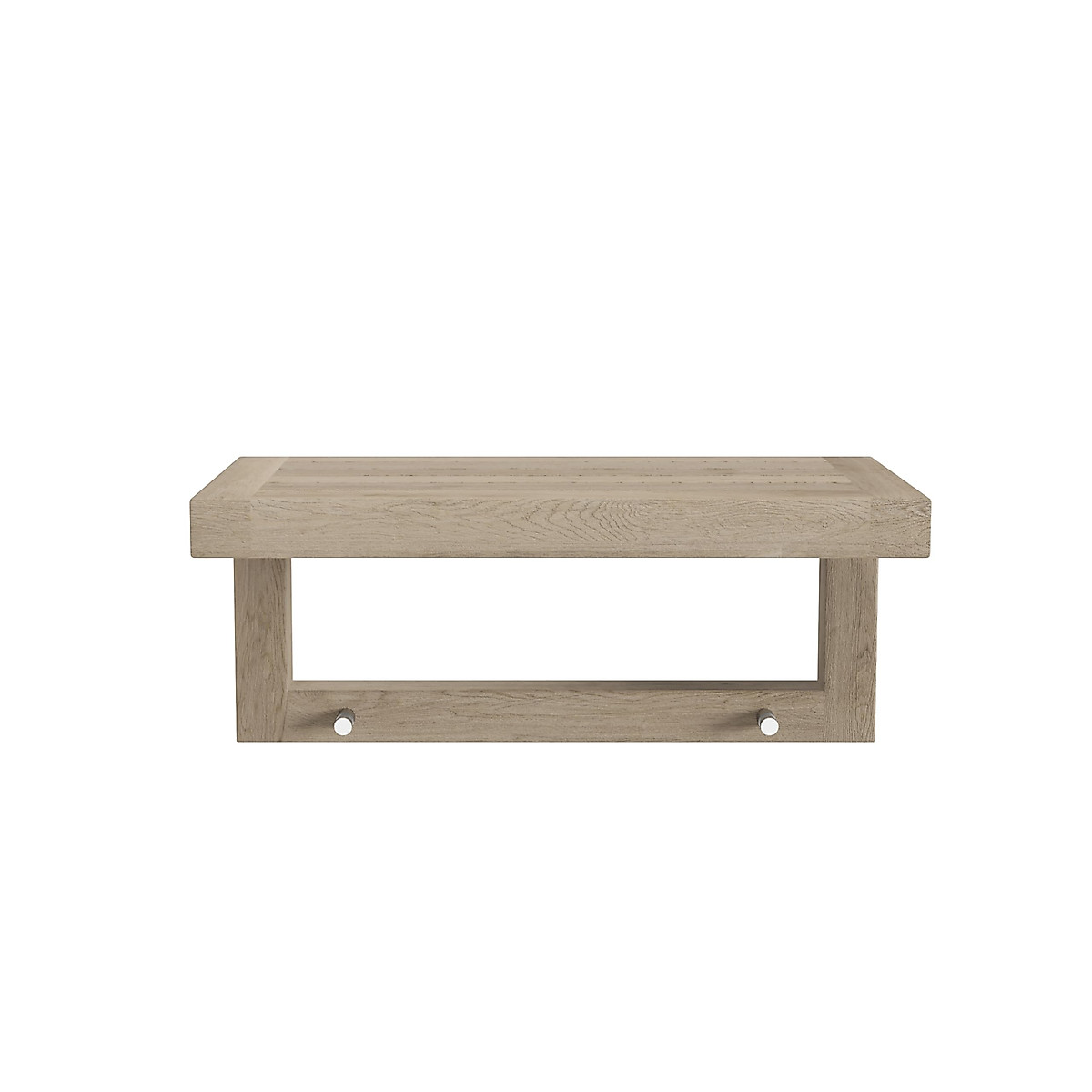 AquaTeak 18" Moa-Mist Teak Wall Shelf with Hooks