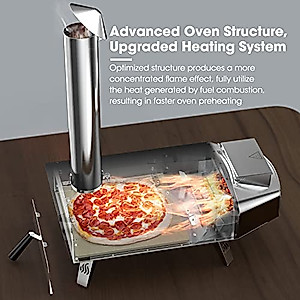 Mimiuo Outdoor Pizza Ovens Wood Pellet Pizza Oven Portable Stainless Steel Wood Fired Pizza Stove with 13" Pizza Stone & Foldable Pizza Peel (Classic W-Oven Series)