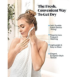 SUTERA - Silverthread Waffle Towel California - Grown Pima Cotton, Quick Drying, Ultra Soft, Lightweight and Absorbent - Waffle Weave Design - Luxury Towel (Bath, White) 31" x 57"