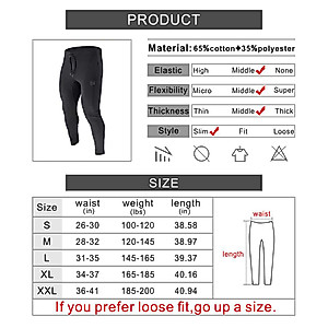 BROKIG Mens Zip Jogger Pants - Casual Gym Fitness Trousers Comfortable Tracksuit Slim Fit Bottoms Sweat Pants with Pockets (Large, Black)
