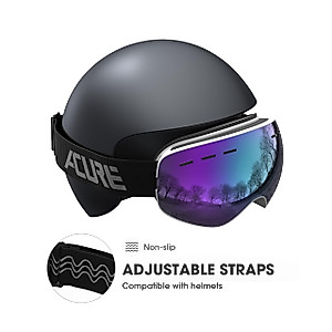 ACURE Ski Goggles, OTG - Over Glasses Snow Snowboard Goggles, Anti Fog, 100% UV400 Protection for Men Women Kids