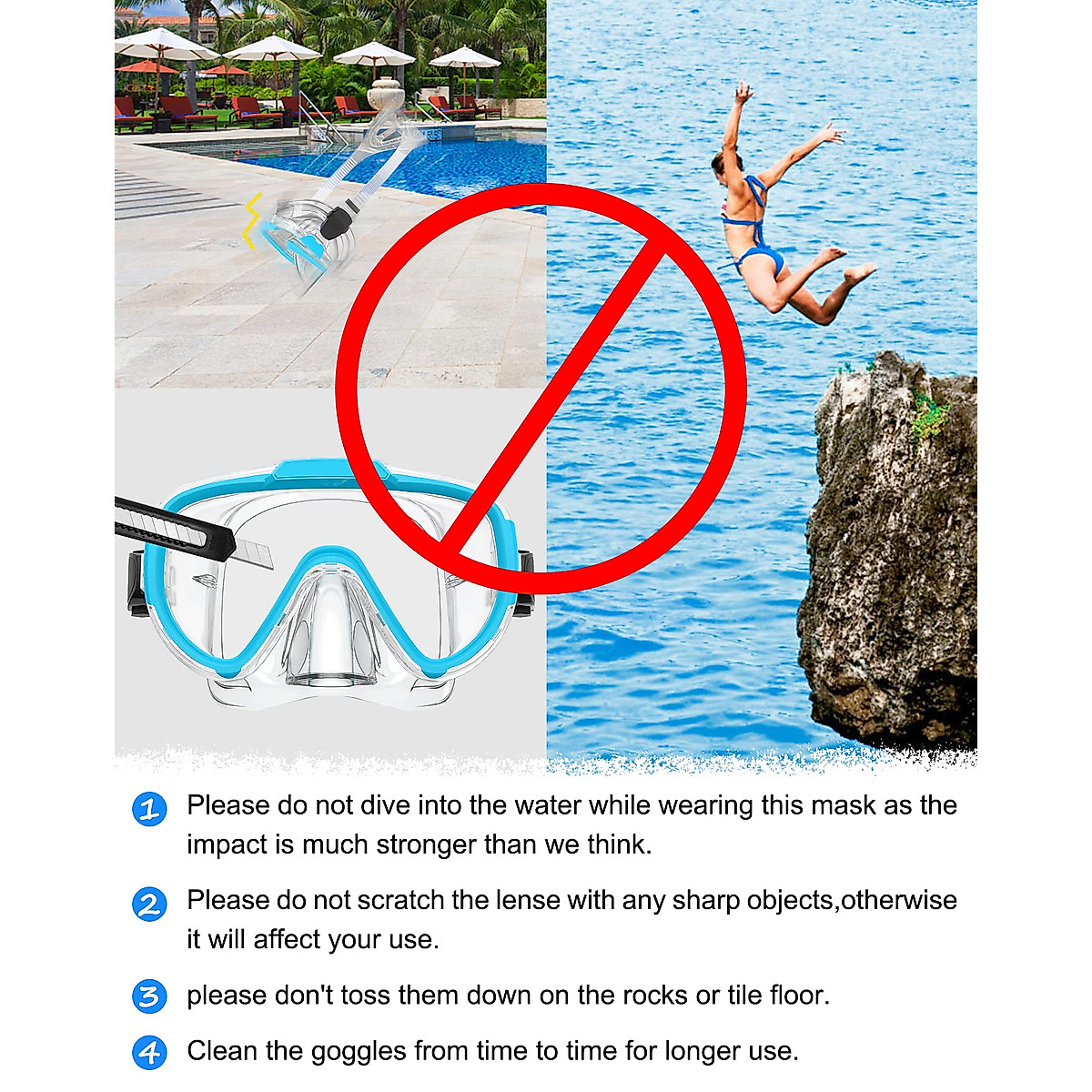 Norabidea Swim Goggles Adult Kids, Anti Fog Swimming Goggles with Nose Cover ,No Leaking Clear Snorkel Dive Mask 180 Wide View Men Women Youth Boys Girls