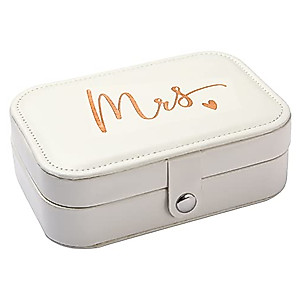 Mrs Travel Jewelry Box Gift-Plush Velvet Trinkets Storage Organizer Case-Miss to Mrs Gift-Wedding Gift for Bride-Mrs Gift-Bridal Shower Gift for Bride-Bachelorette Party Gift for Bride-Rose Golden