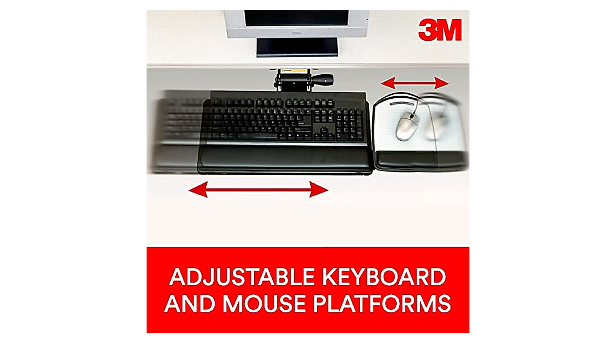 3M Easy Adjust Keyboard Tray - Ergonomic Adjustable Desk Accessory