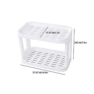 FIZZOQI Double Plastic Storage Rack Family Bathroom Kitchen Storage Rack Sundries Storage Rack Cosmetics Storage Rack Creative Office Desktop Rack