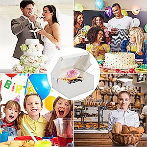 Colovis 30 Pcs White Bakery Boxes with Window, 6 X 6 X 3 Inches, White Paperboard Treat Boxes for Cookies, Pastry, Cookies, Strawberries, Macarons