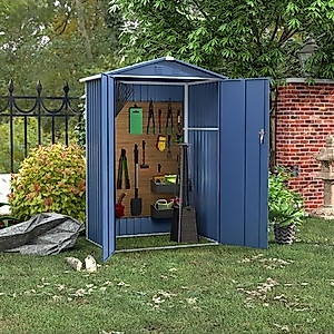 SUXXAN Metal Outdoor Storage Shed 4FT x 3FT, Steel Utility Tool Shed Storage House with Door & Lock, Metal Sheds Outdoor Storage for Backyard Garden Patio Lawn, Blue