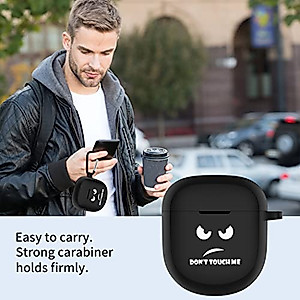 CACOE Silicone Case for Bose QuietComfort Earbuds II 2022,Protective Skin Bose QuietComfort Earbuds 2 Case Cover Shockproof Cute Funny Print Accessories with Keychain（Black）