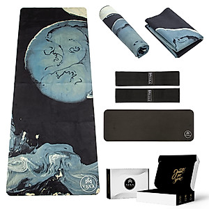 Vixa Yoga Mat Set with Booty Bands, Perfect Hot Yoga Mat with Super-Grip Rubber Base and Extra-Absorbent Suede Material, 1.5mm Foldable Yoga Mat for Travel, with Added Knee Mat for Extra Support