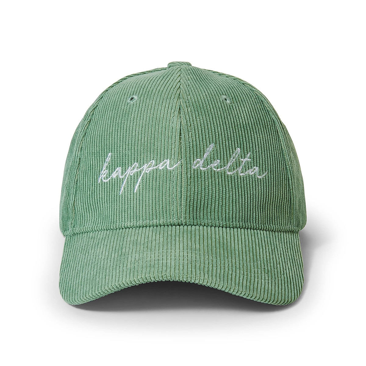 Sorority Shop Kappa Delta Baseball Cap - Embroidered Logo, Soft Corduroy Green