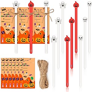 Hiboom 36 Sets Halloween Party Favors, 36 Halloween Stretchy Strings Sensory Fidget Toys with 36 Halloween Greeting Cards and Hemp Rope Stretchy Stress Relief Toys for Students Treat Bags Gift