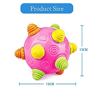 YMDLY Toys Toddler Baby Bouncing Sensory Ball - Sturdy Durable Crawling Ball Toy Fun Learning Ball Toy Two Modes Baby Music Ball Facilitates Movement of Children Suitable for Babies,Red,18+ Months