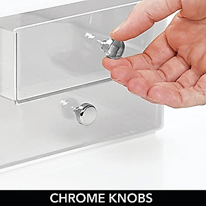 mDesign Plastic 3-Drawer Stackable Nursery Storage Organizer for Baby/Kids Bedroom, Changing Table, Playroom - Modern Organization for Diaper Creams and Small Toys, Lumiere Collection - White/Clear