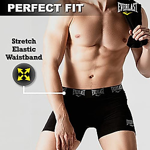 Everlast Performance Boxer Briefs for Men Pack of 6 - Breathable Tagless Mens Boxer Briefs, Moisture Wicking Mens Underwear (Small, Black)