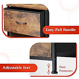 WLIVE Dresser with 3 Drawers, Fabric Nightstand, Organizer Unit, Storage Dresser for Bedroom, Hallway, Entryway, Closets, Sturdy Steel Frame, Wood Top, Easy Pull Handle, Rustic Brown Wood Grain Print