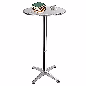 REDCAMP 24 inch Round Top Aluminum Bar Table with Flip-Up Top, Cocktail Table Bistro Pub Table for Parties Restaurant, 45" and 29.5" Two Height Adjustable