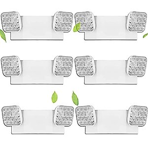 LED Emergency Light Fixture, Commercial Emergency Lights with Battery Backup, Square Two Head Adjustable LED Emergency Light for Power Failure Business, Emergency Exit Light AC 110V-277V 6 Pack