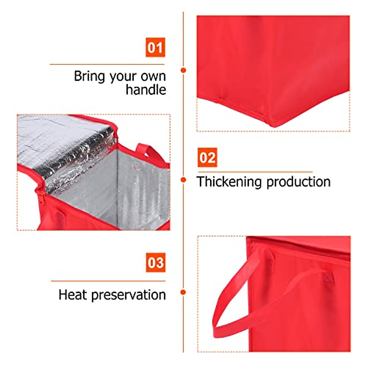 Cake Carrier Delivery Warmer Bags Take- Out Insulated Bag Thermal Delivery Bag Insulated Food Delivery Bag for Hot and Cold Food Delivery (Red) Heated Pizza Delivery Bags