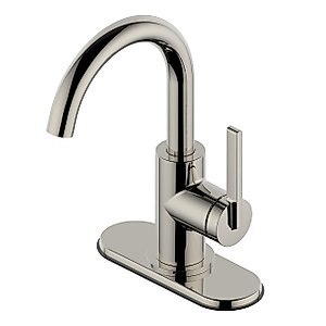 Derengge Bathroom Faucet,Single Handle Bathroom Sink Faucet with Water Supply Line,1 Hole or 3 Hole Lavatory Vantity Faucet with Pop-up Drain,Polished Nickel Finished,F-1328-PN