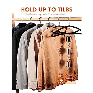 HOUSE DAY Black Velvet Hangers 60 Pack, Luxury Felt Hangers Non Slip Clothes Hangers, Space Saving Black Hanger Heavy Duty Coat Hanger, No Shoulder Bump Focked Hanger with 360° Swivel Hook for Closet