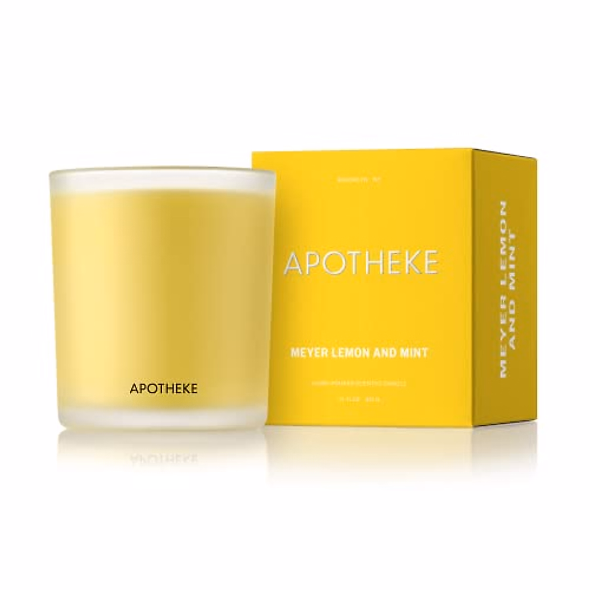APOTHEKE Market Collection Luxury Scented Jar Candle, Meyer Lemon & Mint, 11 oz - Lemon, Spearmint, Jasmine & Eucalyptus Scent, Strong Fragrance, Aromatherapy, Lasting, Hand Poured in USA, Soy Wax