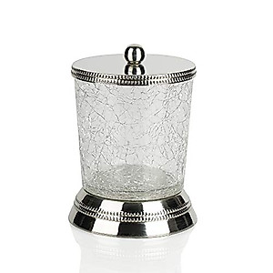 nu steel REG1H Regal Collection Qtip Holder, Bathroom Vanity Storage Organiser, Canister, Apothecary Jar for Cotton Swabs, Rounds, Balls, Metal with Crackle Glass Finish