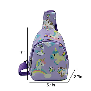 ANKOMINA Small Sling Bag for Kids Cute Cartoon Crossbody Shoulder Bag Unicorn Dinosaur Chest Bag for Outdoor,Travel,Hiking