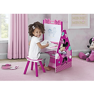 Delta Children Kids Easel and Play Station – Ideal for Arts & Crafts, Drawing, Homeschooling and More - Greenguard Gold Certified, Disney Minnie Mouse