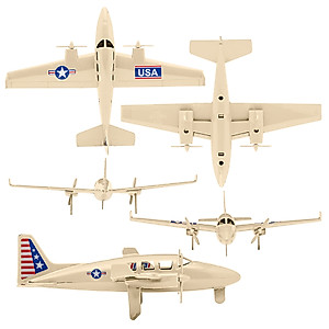 TimMee Prop Plane & Fighter Jet - Tan Plastic Army Men Airplanes US Made
