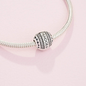 Pandora Jewelry Logo Hearts Cubic Zirconia Charm in Sterling Silver