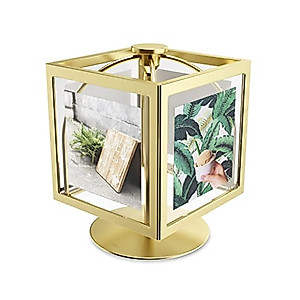 Umbra Rocker 360-degree Rotating Cube Multi Picture Frame, Regular, Brass