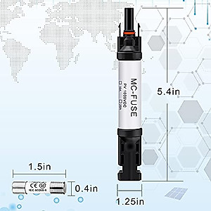 Pvfarosh 30A Solar Fuse Connector IP68 Waterproof 1000V in-line Fuse Holder 30A Male and Female Connector Waterproof in-Line Fuse Holder (Contains 4 fuses + 2 Solar Fuse Holders)… (30A)