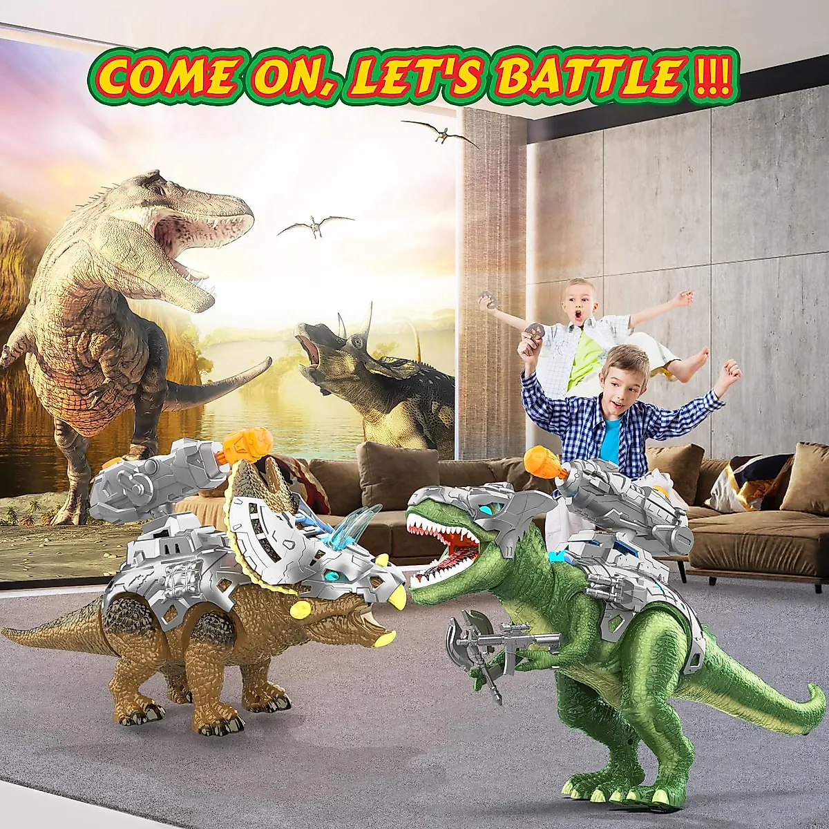 Dinosaur Toys with Remote Control-Dino Toys for Kids 3-5,6-8,8-12,Robot T-Rex Dinosaurs with Sounds,Lights,Moving and Launching Bullets,Gifts for 3+ Years Old Boys and Girls