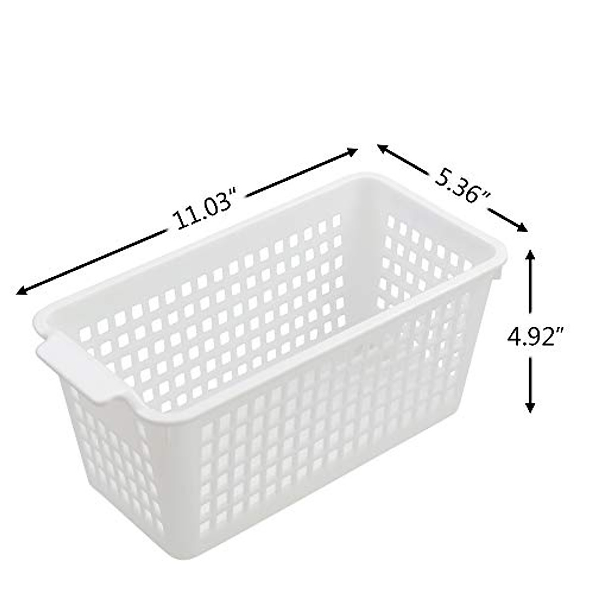 Rinboat Plastic Storage Basket, Deep Baskets, Grey and White, 6 Packs