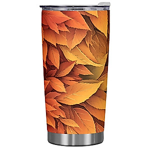 QWEUIOP 20oz Insulated Travel Coffee Mug Autumn Maple Leaf Stainless Steel Tumbler with Lid Double Wall Vacuum Coffee Cup For Hot and Cold Drinks14190