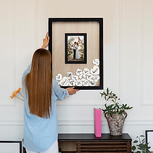 HYMENEX Wedding Guest Book Alternative, Guest Book Wedding Reception, Wedding Guest Book with Wooden Hearts Guest Book Signs for Wedding Anniversary Birthday Party Baby Shower