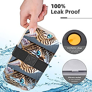 Cute Cat Premium Bento Lunch Box, 2 Compartments Leakproof Lunch Box With Cutlery For Adults, Microwave & Dishwasher Safe