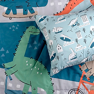 EXPRESSIONS Toddler Bedding Set, Dinosaur (2 Piece Set, Fits Standard Infant Mattress) Includes Microfiber Reversible Comforter and Pillowcase for Kids