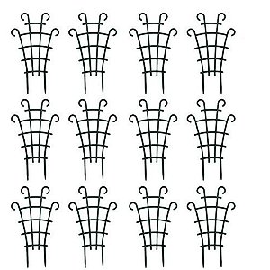 UWIOFF 12 Pack Trellis for Potted Plants, Garden Trellis for Climbing Plants Plastic Mini Climbing Plant Trellis Flower Pots Support Stackable Trellis for Climbing Plants Peas, Dark Green