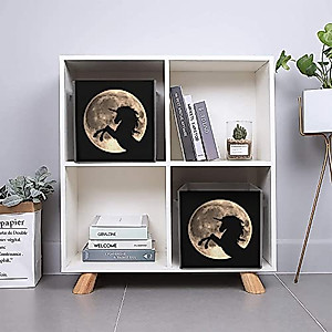Unicorn with Full Moon Large Cubes Storage Bins Collapsible Canvas Storage Box Closet Organizers for Shelves