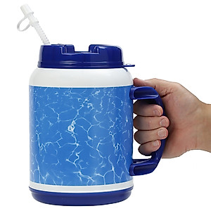 64 Ounce Insulated Mug with Lid Handle Flexible Straw with Cap, Large Plastic Cup for Cold Drinks with Dual Wall Insulation, Convenience Store Soda Mug