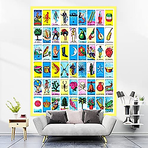 Mexican Party Theme Loteria Backdrop 5 x 7 ft Lottery Card Photography Picture Mexican Bingo Photos Adult Children's Party Supplies Decorations