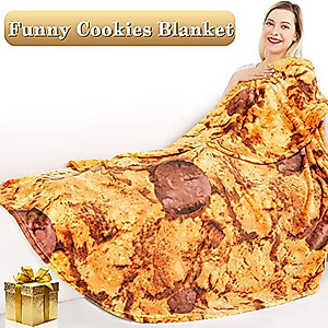 Jorbest Cookies Blanket 2.0 Double Sided 80 inches for Adult and Kids, 285 GSM Funny Soft Flannel Throw Blanket, Novelty Giant Food Blanket for Everyone