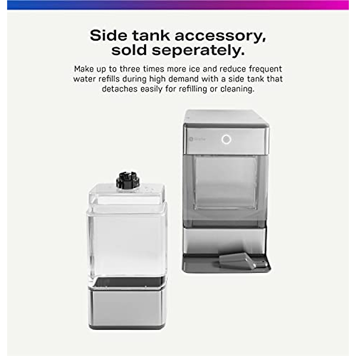GE Profile Opal | Countertop Nugget Ice Maker | Portable Ice Machine Makes up to 24 lbs. of Ice Per Day | Stainless Steel Finish (Renewed)