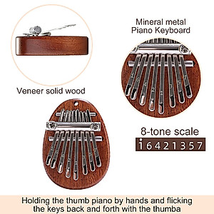 seOSTO Mini Thumb Piano, 8 Key Thumb Piano exquisite Finger Piano with Lanyard Portable Marimba Musical Thumb Piano for Teenagers And Adults Beginners