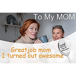 Funny Mom Mother Spoon Gifts - Great Job Mom I Turned Out Awesome Spoons Engraved Gift for Mother Mama Mom Birthday Mother's Day Gifts from Daughter Son