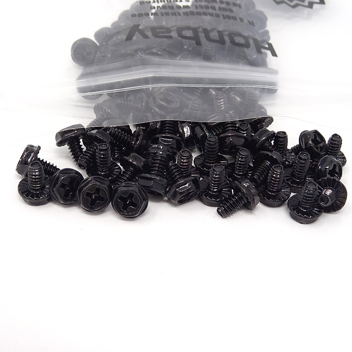 Honbay 100PCS 6#-32x6 Hex Phillips Head Replacement PC Computer Case Mounting Screws Fastener for Building Repairing and Maintaining Computer Systems (Black Zinc)