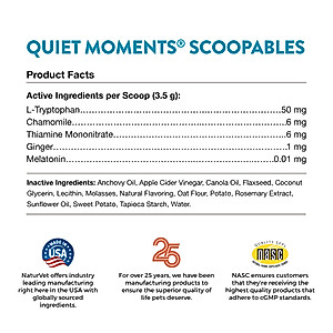 NaturVet Scoopables Quiet Moments Cat Calming Aid - Promotes Calm with Stressful Events Storms, Fireworks, Travel, Separation Anxiety - Cat Health Supplement w/Melatonin - Salmon Flavored | 5.5oz Bag