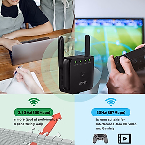 JOTACT WiFi Extender WiFi Booster and Signal Amplifier Covers Up to 6000 Sq.ft Speed Up to 1200Mbps for 15 Devices Internet Booster for WiFi Repeater Home Wireless Signal Booster with Ethernet Port