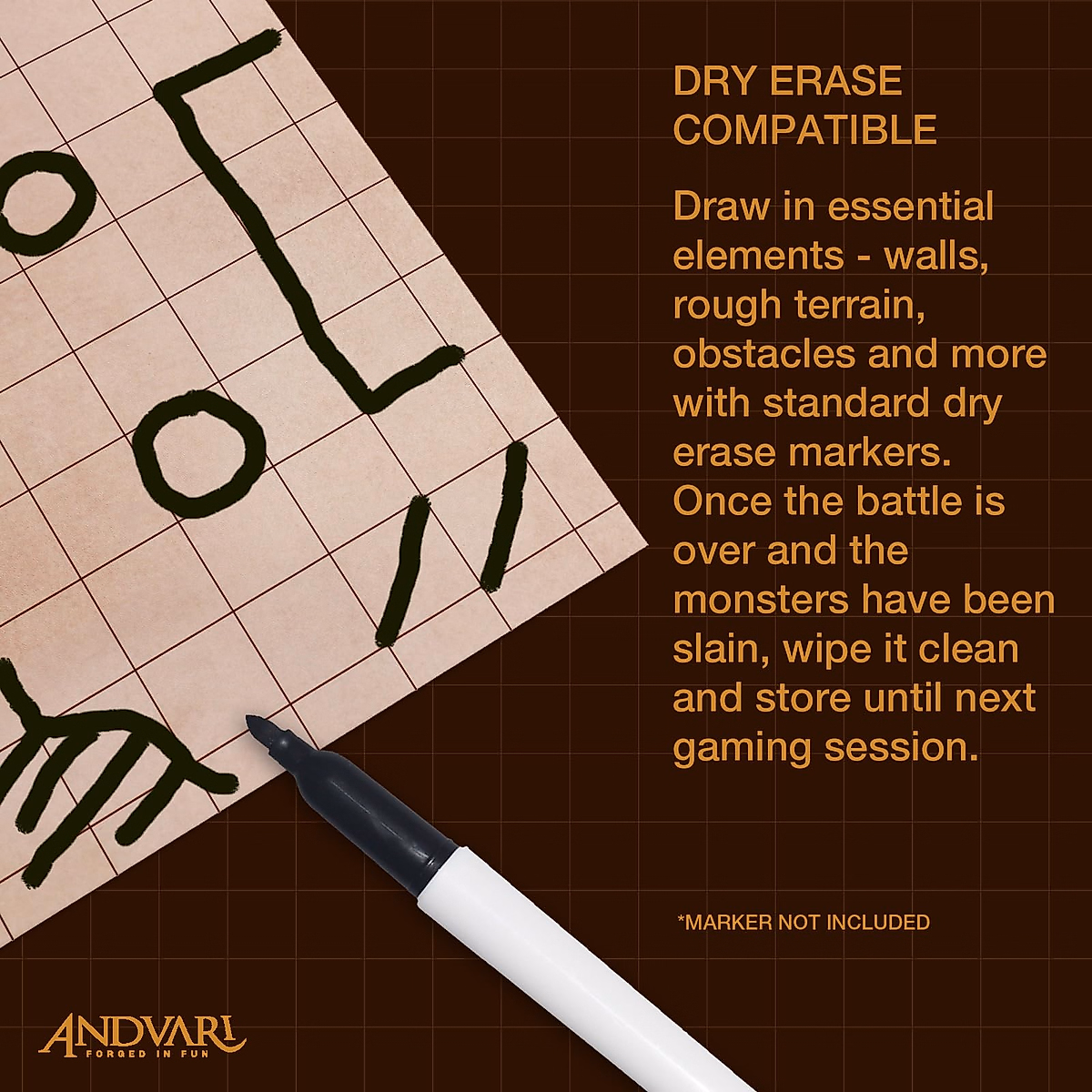 Battle Mat with Grid for Role Playing Game - 9 Pack Mega Pack Andvari Battle Boards